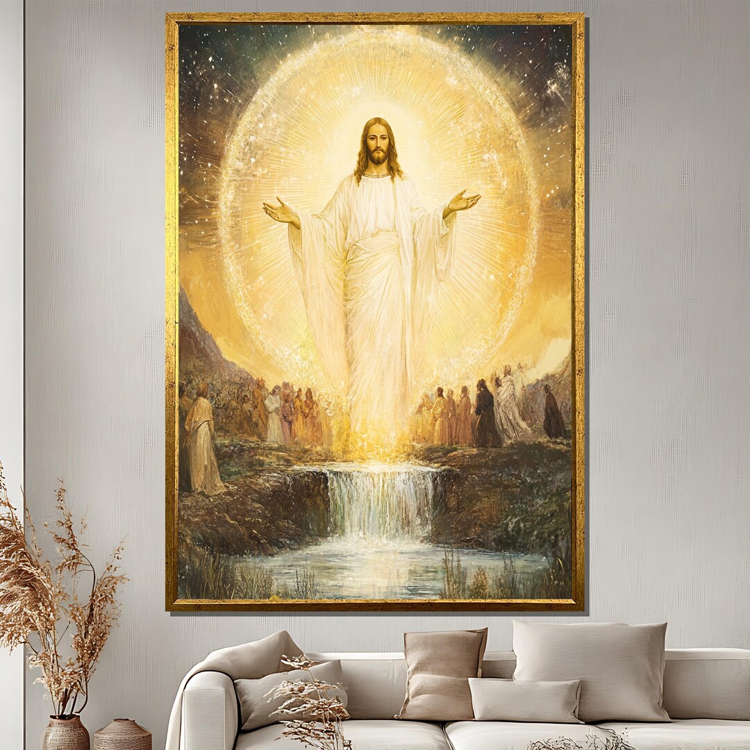 Radiant Jesus Christ Canvas, Christian Memory Wall Art, Divine Light ...