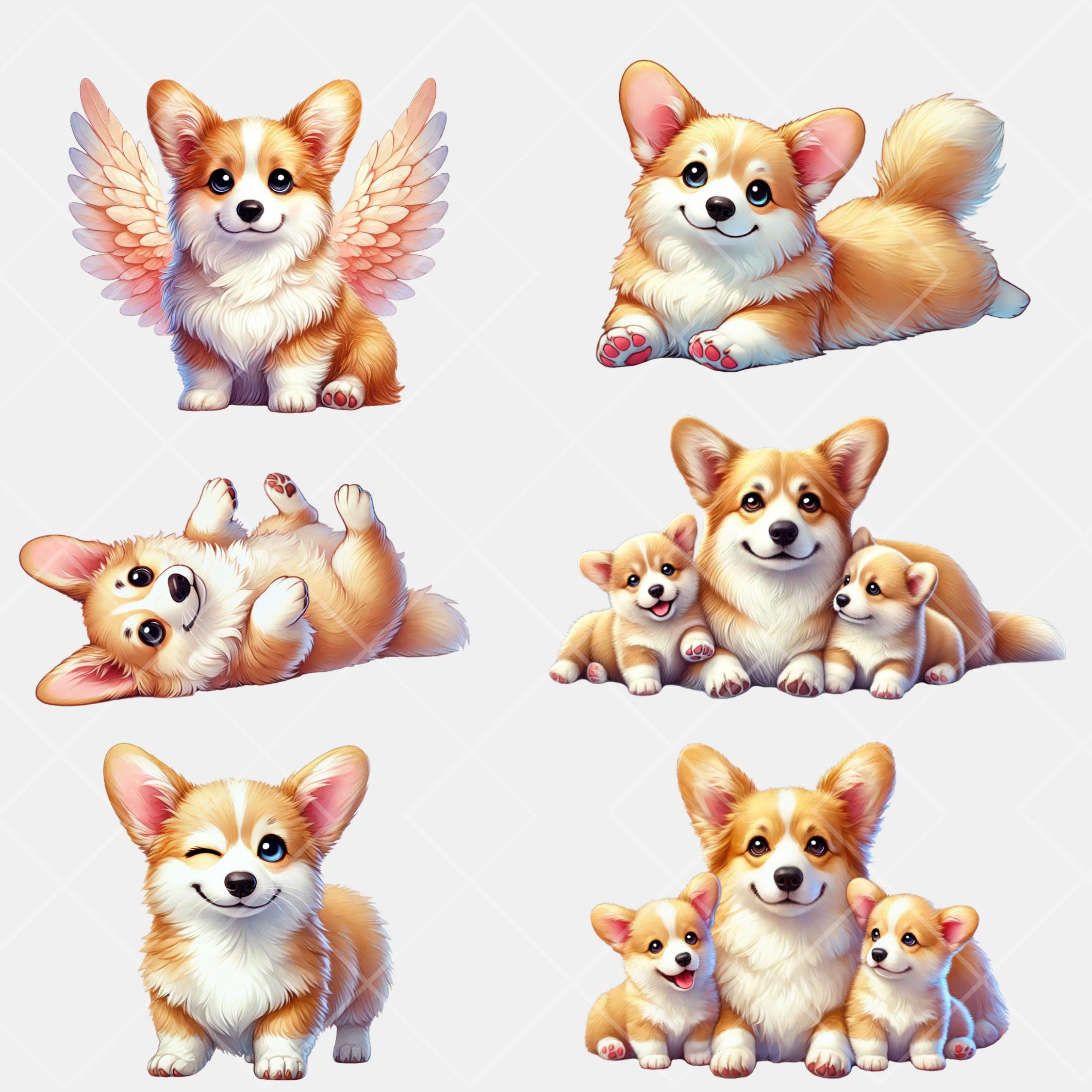 Cute Corgi Clipart Cute Dog Watercolor Clipart Instant Download Corgi ...