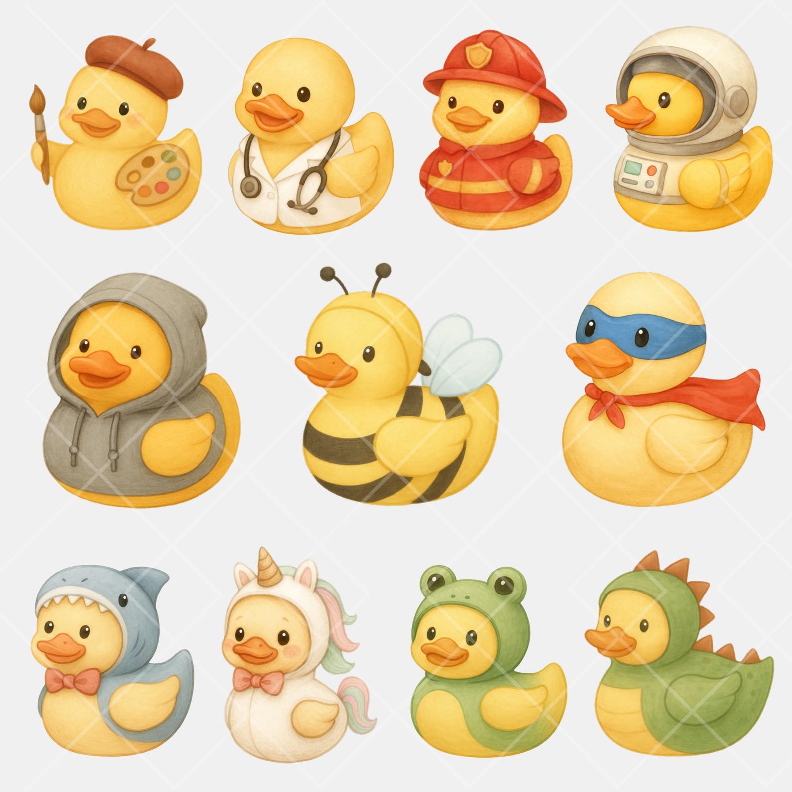 Watercolor Rubber Duck Clipart, Cute Duckling PNG (digital Download) - Etsy