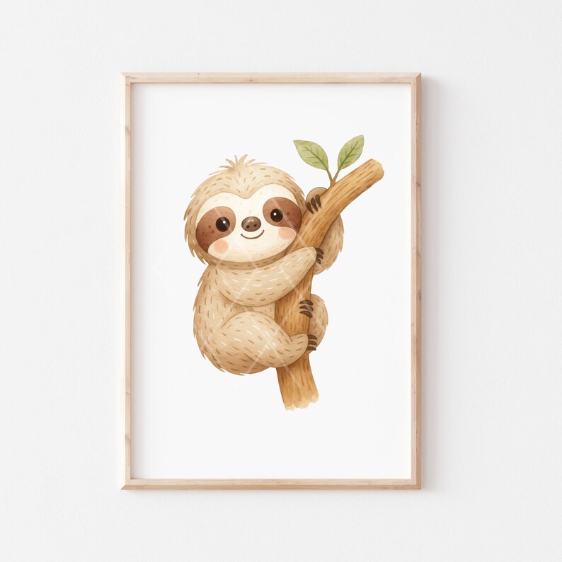 Watercolor Sloth Clipart: Jungle Animal PNG for Kids Crafts (digital ...
