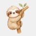 Watercolor Sloth Clipart: Jungle Animal PNG for Kids Crafts (digital ...