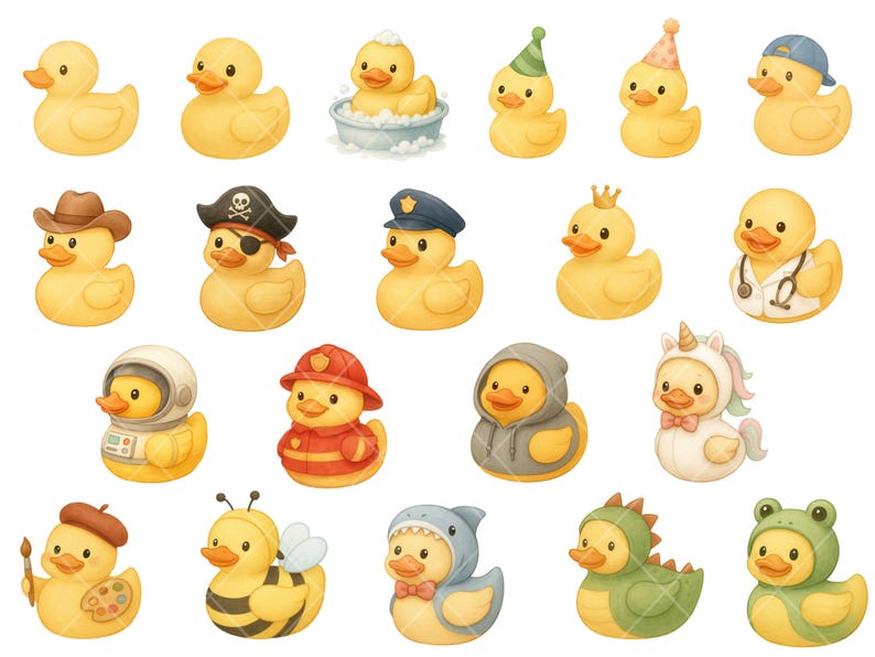 Watercolor Rubber Duck Clipart, Cute Duckling PNG (digital Download) - Etsy