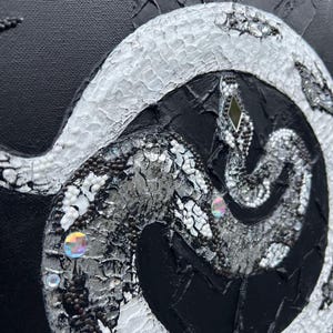 Textured Painting Featuring a Snake. Size 40x40x3 Cm, Acrylic Paints ...