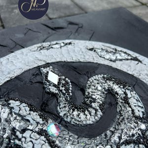 Textured Painting Featuring a Snake. Size 40x40x3 Cm, Acrylic Paints ...