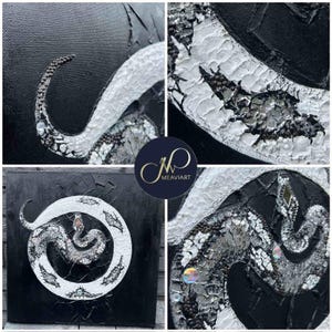 Textured Painting Featuring a Snake. Size 40x40x3 Cm, Acrylic Paints ...