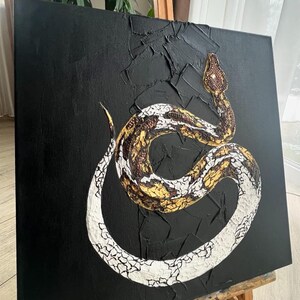 Textured Painting Featuring a Snake. Size 40x40x3 Cm - Etsy