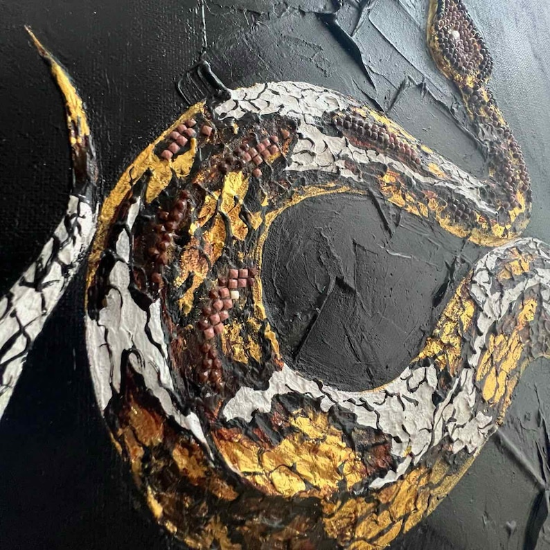 Textured Painting Featuring a Snake. Size 40x40x3 Cm - Etsy