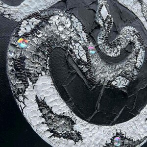 Textured Painting Featuring a Snake. Size 40x40x3 Cm, Acrylic Paints ...