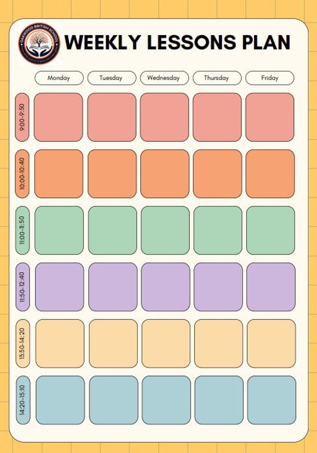 Customizable Weekly Lesson Plan Template - Etsy
