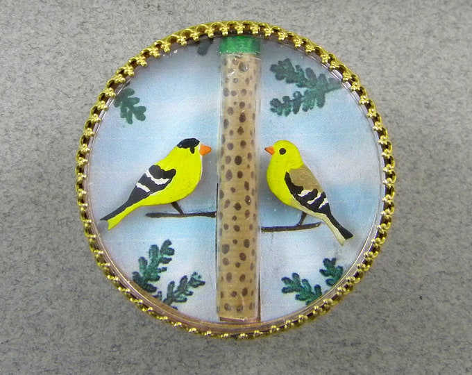 Charming Goldfinch Pair, Mechanical Studio Button, Watch Crystal - Etsy