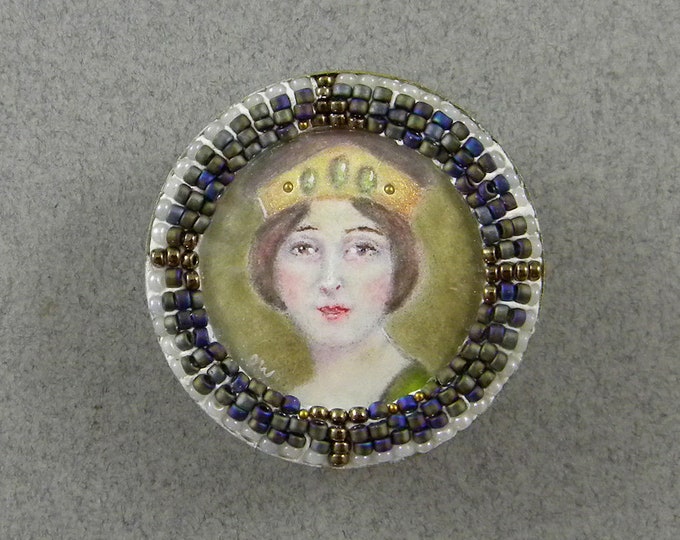 1920s Lady, Hand Painted Studio Button, DUG With Bead Mosaic - Etsy