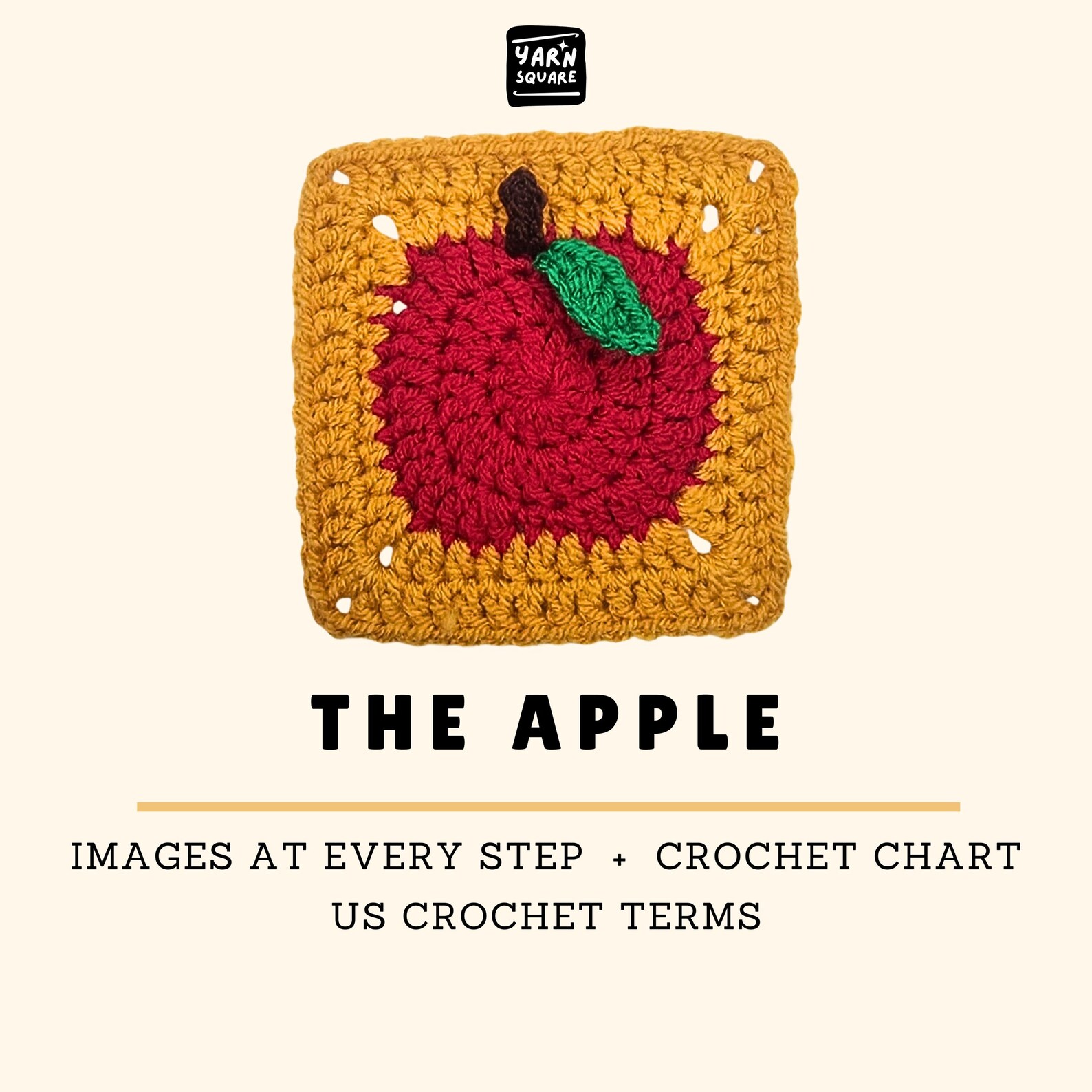 Apple Granny Square Crochet Pattern - Fruit PDF Pictures and Chart ...