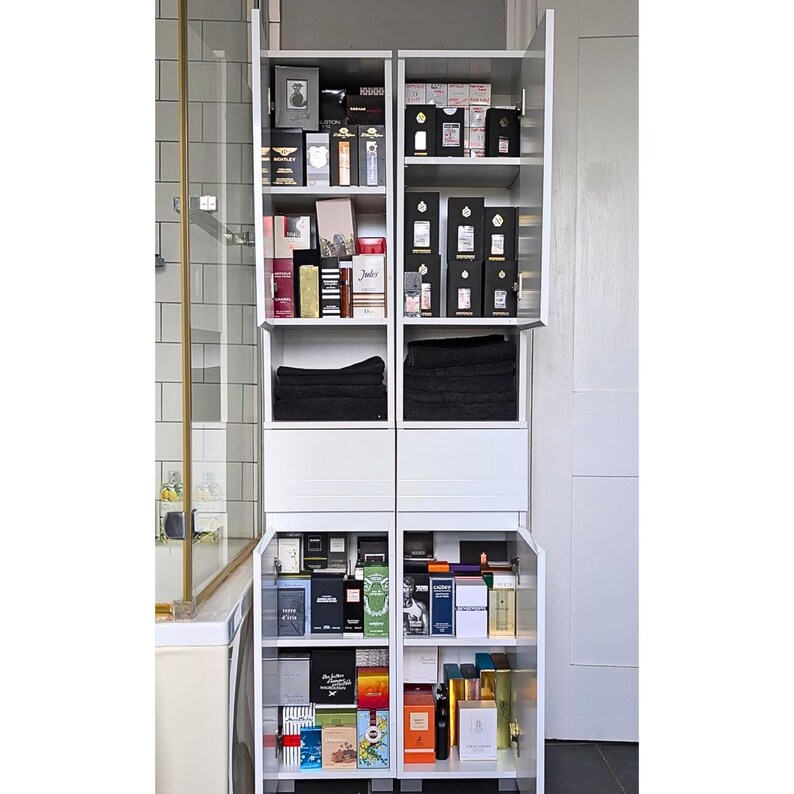 Tall Bathroom Cabinet, Slim White Storage Unit With Drawer and ...