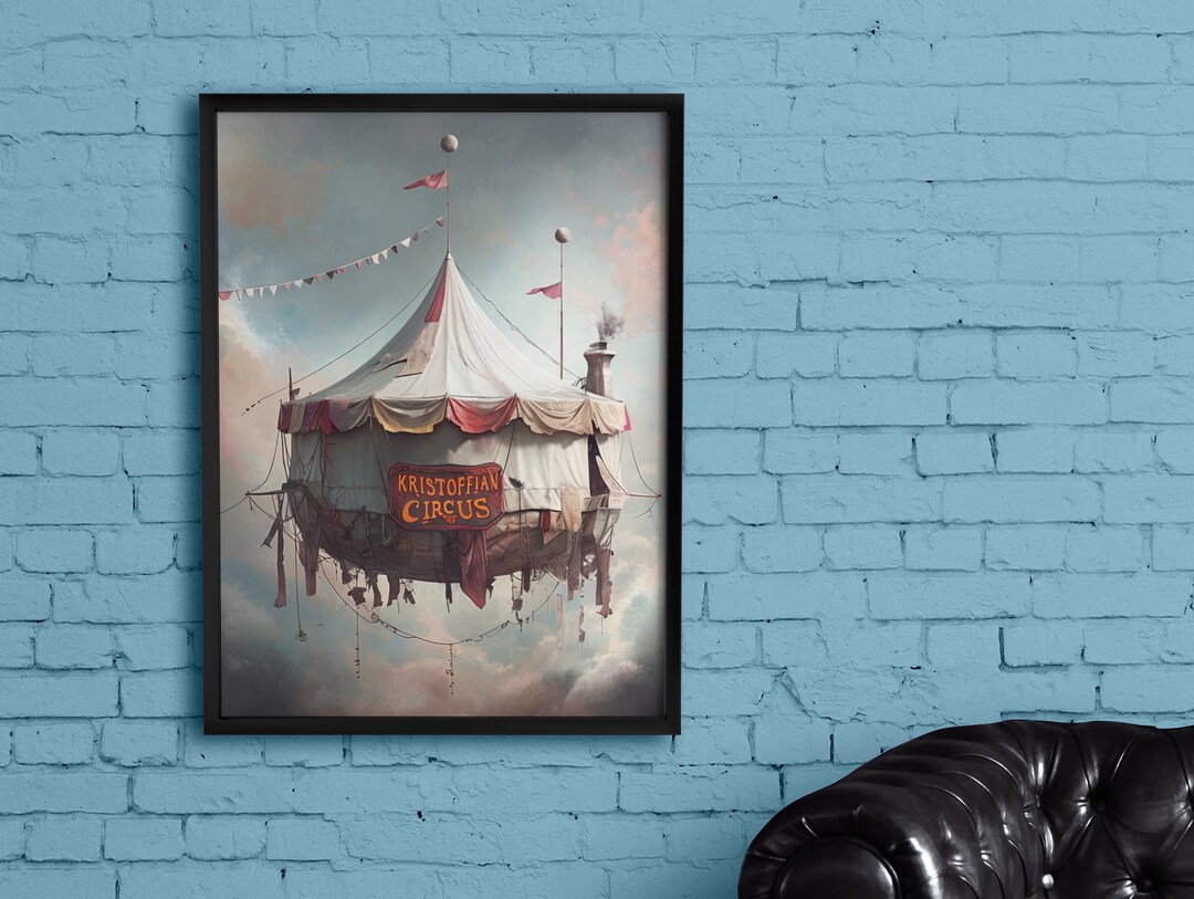 Surreal Floating Circus Tent Art Print – Whimsical Steampunk Fantasy ...