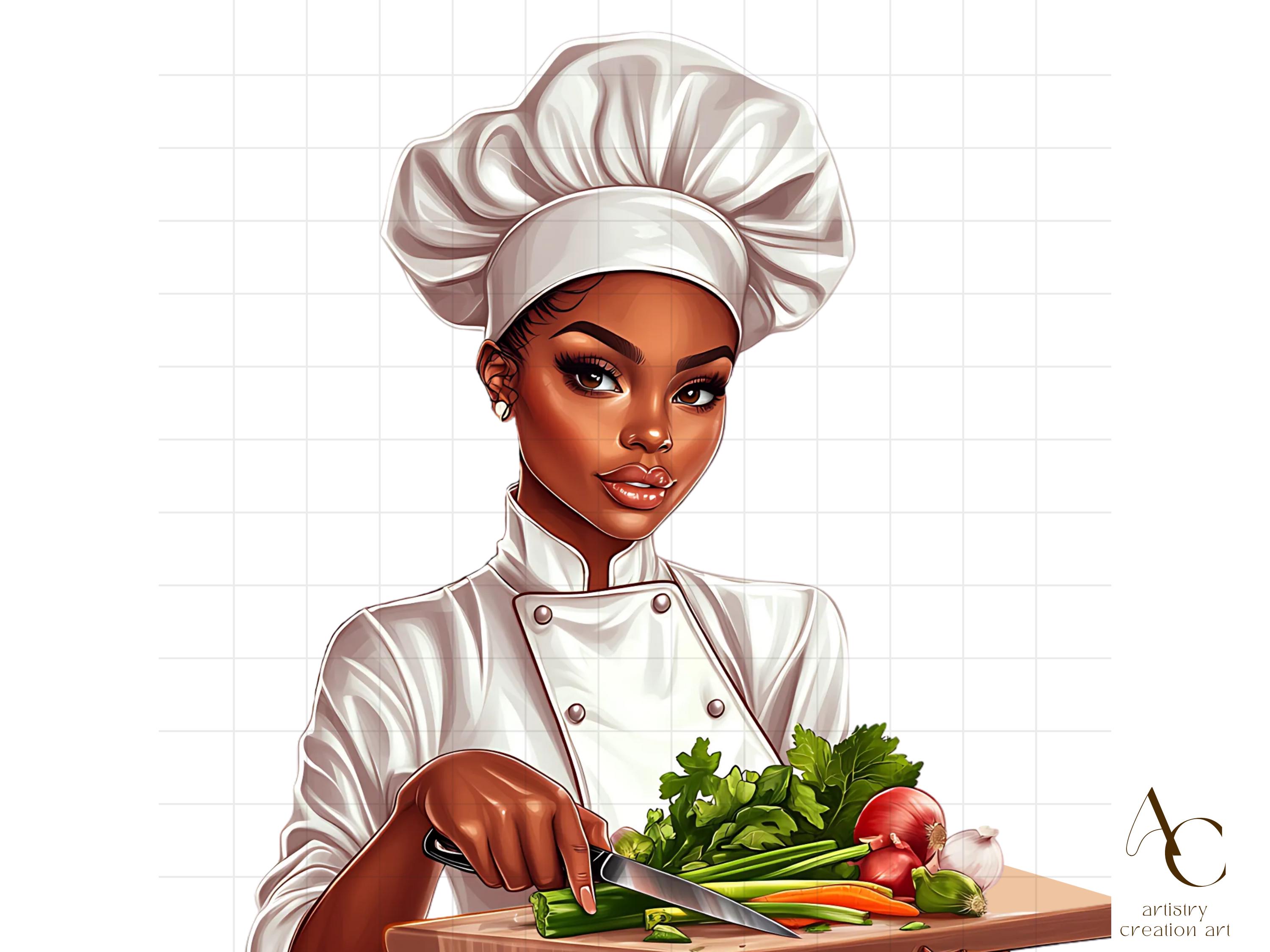 13 Black Woman Chef Clipart Bundle, Women Cooking, Afro Cook Png ...