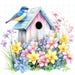 12 Spring Birdhouse Clipart, Bird Floral JPG, Bluebird Wildflower, Wild ...