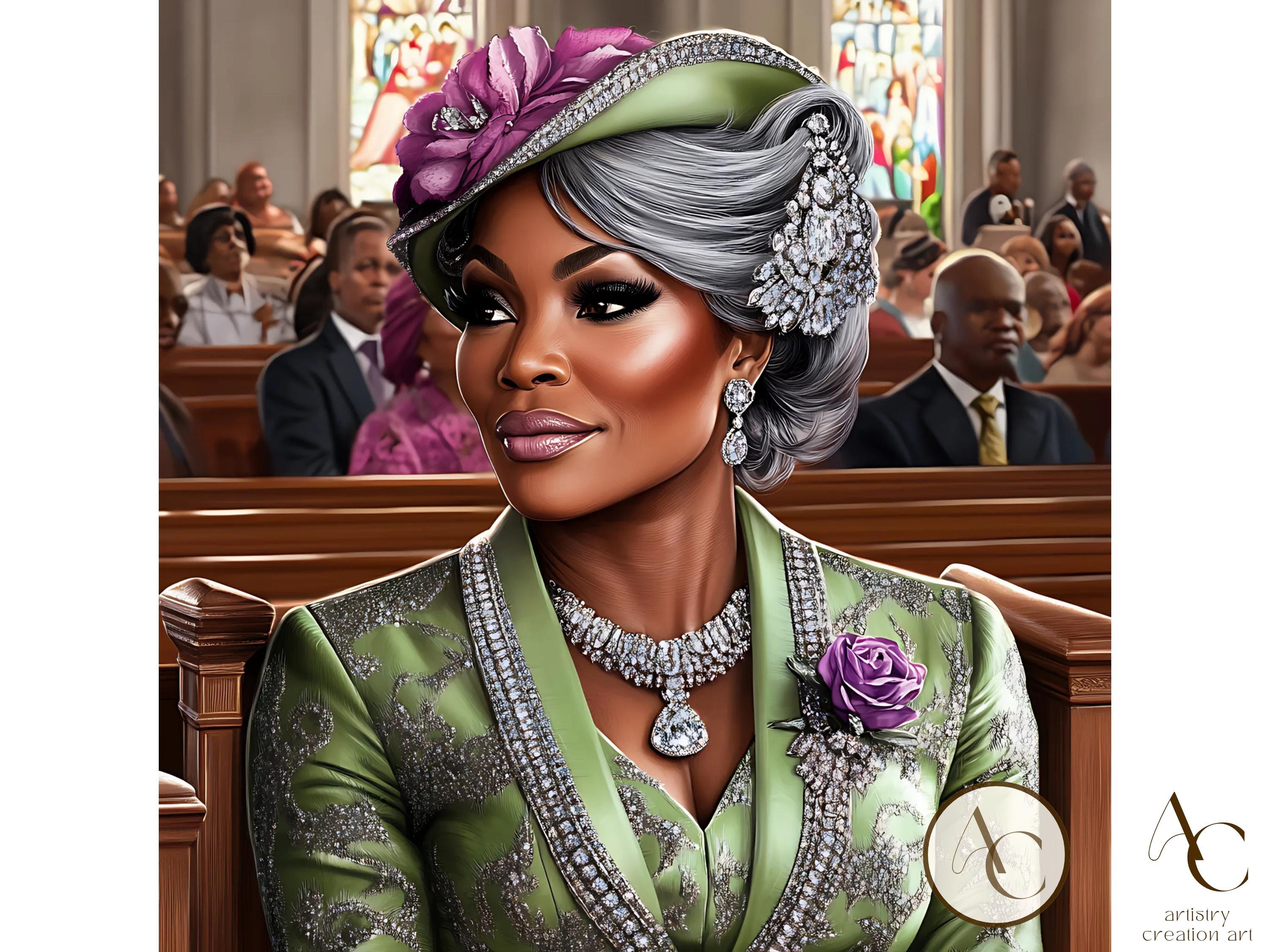 Black Ladies Church JPG, Christian Women Clipart, Catholic Afro Woman ...