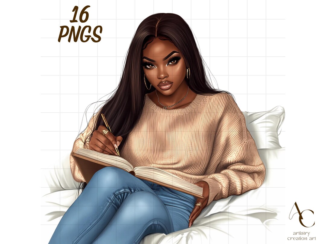 16 Black Girl Planner Clipart Bundle, African American, Crafty Women ...