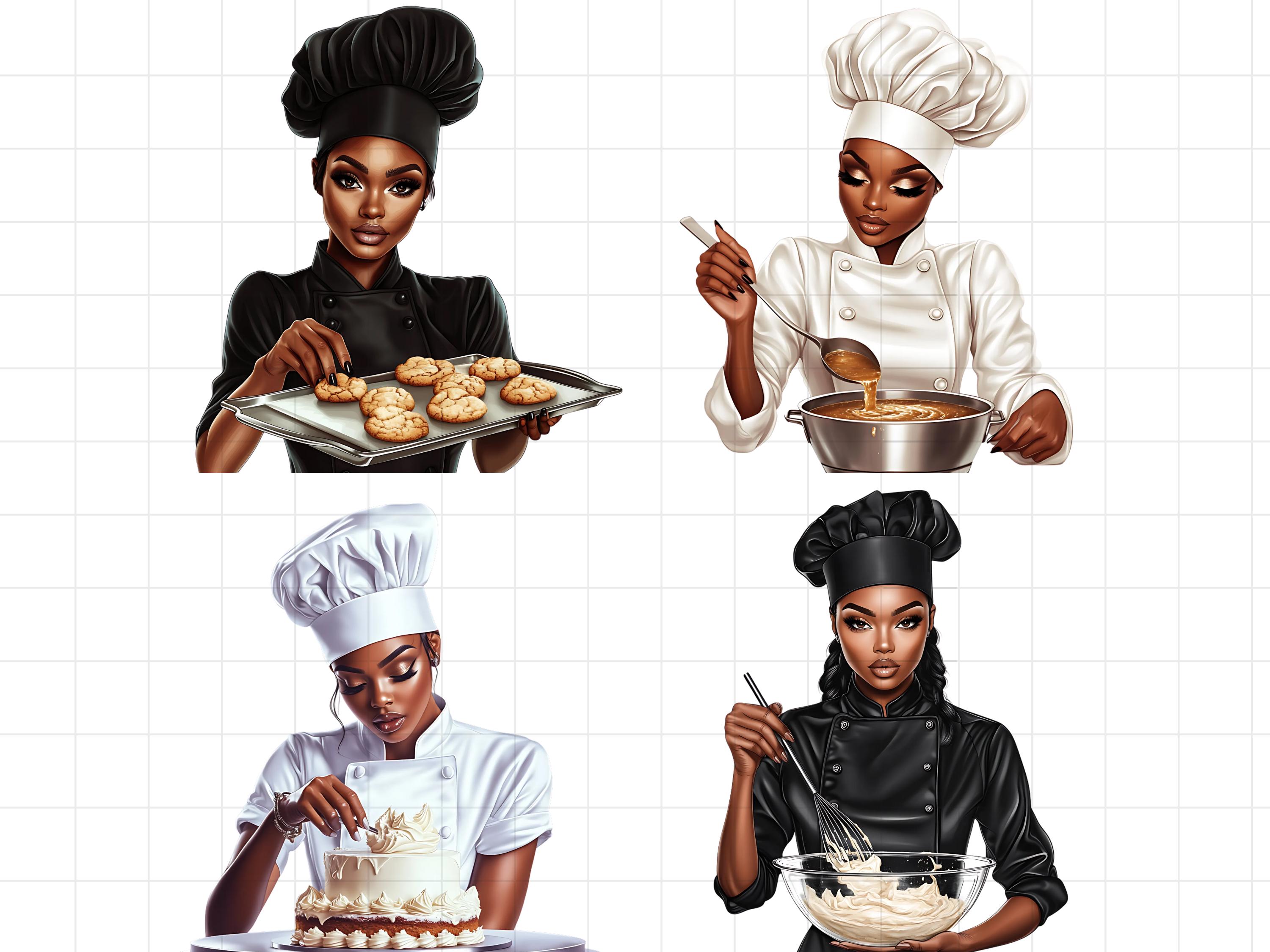 13 Black Woman Chef Clipart Bundle, Women Cooking, Afro Cook Png ...