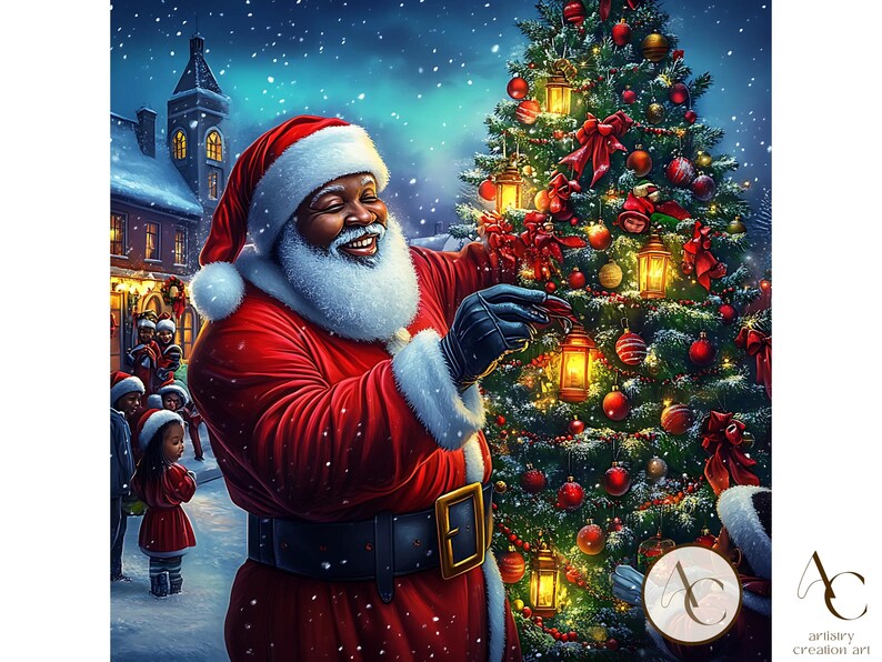 10 Black Santa Claus JPG, Afro African American, Vintage Melanin ...