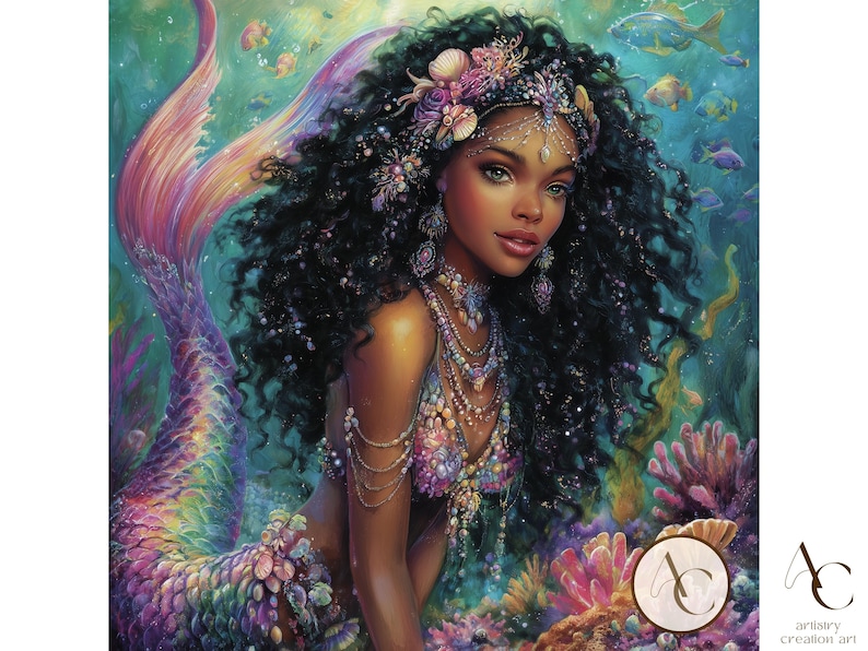 20 Black Mermaid PNG, Melanin Sea Women Clipart, Afro Ocean Woman ...