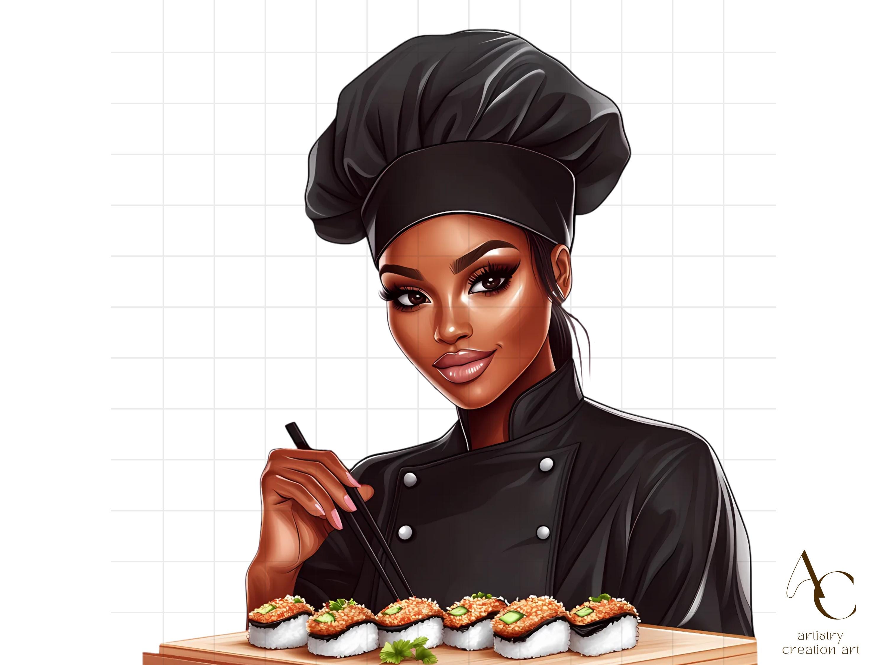13 Black Woman Chef Clipart Bundle, Women Cooking, Afro Cook Png ...
