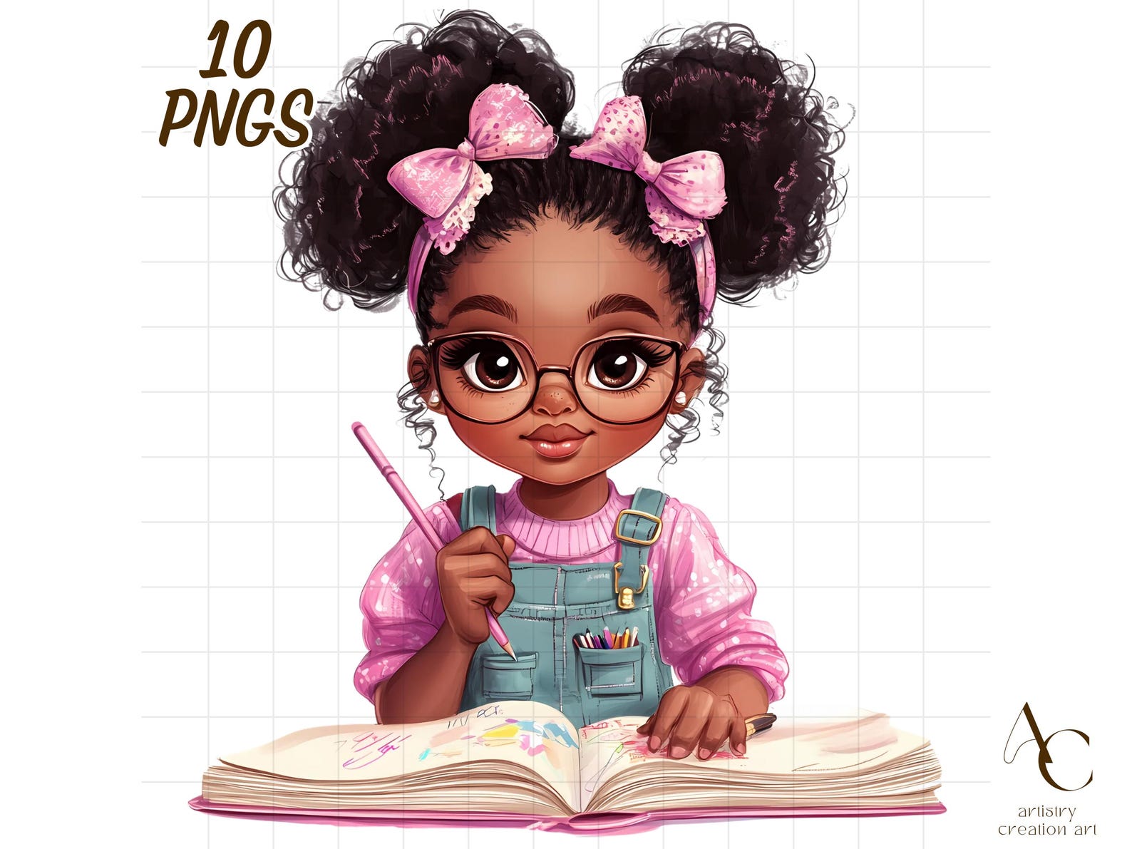 10 Back to School Black Girl Clipart, Afro Child Student Png, African ...
