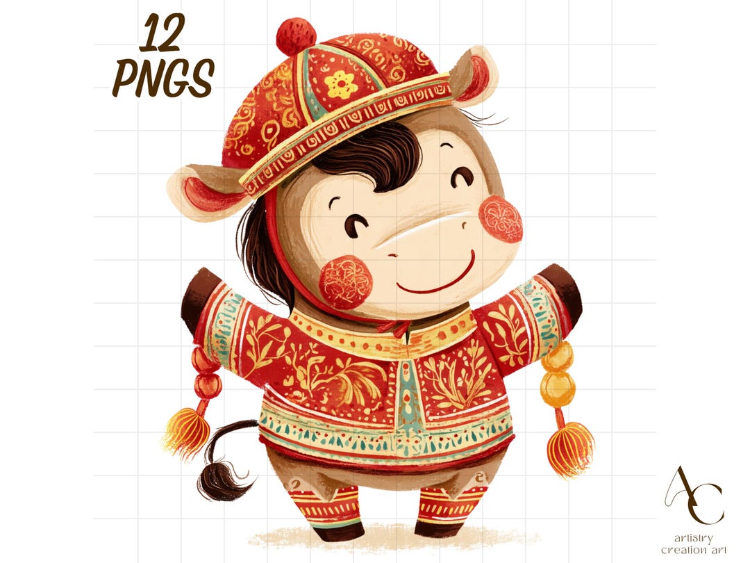 12 Chinese Zodiac Animal Clipart, Lunar New Year Sign PNG, China ...