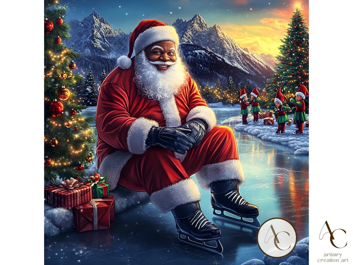 10 Black Santa Claus JPG, Afro African American, Vintage Melanin ...