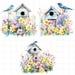 12 Spring Birdhouse Clipart, Bird Floral JPG, Bluebird Wildflower, Wild ...