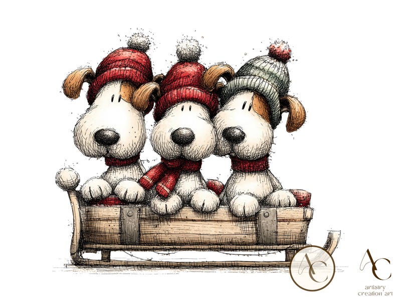 20 Christmas Dog Clipart, Xmas Eve Puppy Png, Whimsical Winter Season ...
