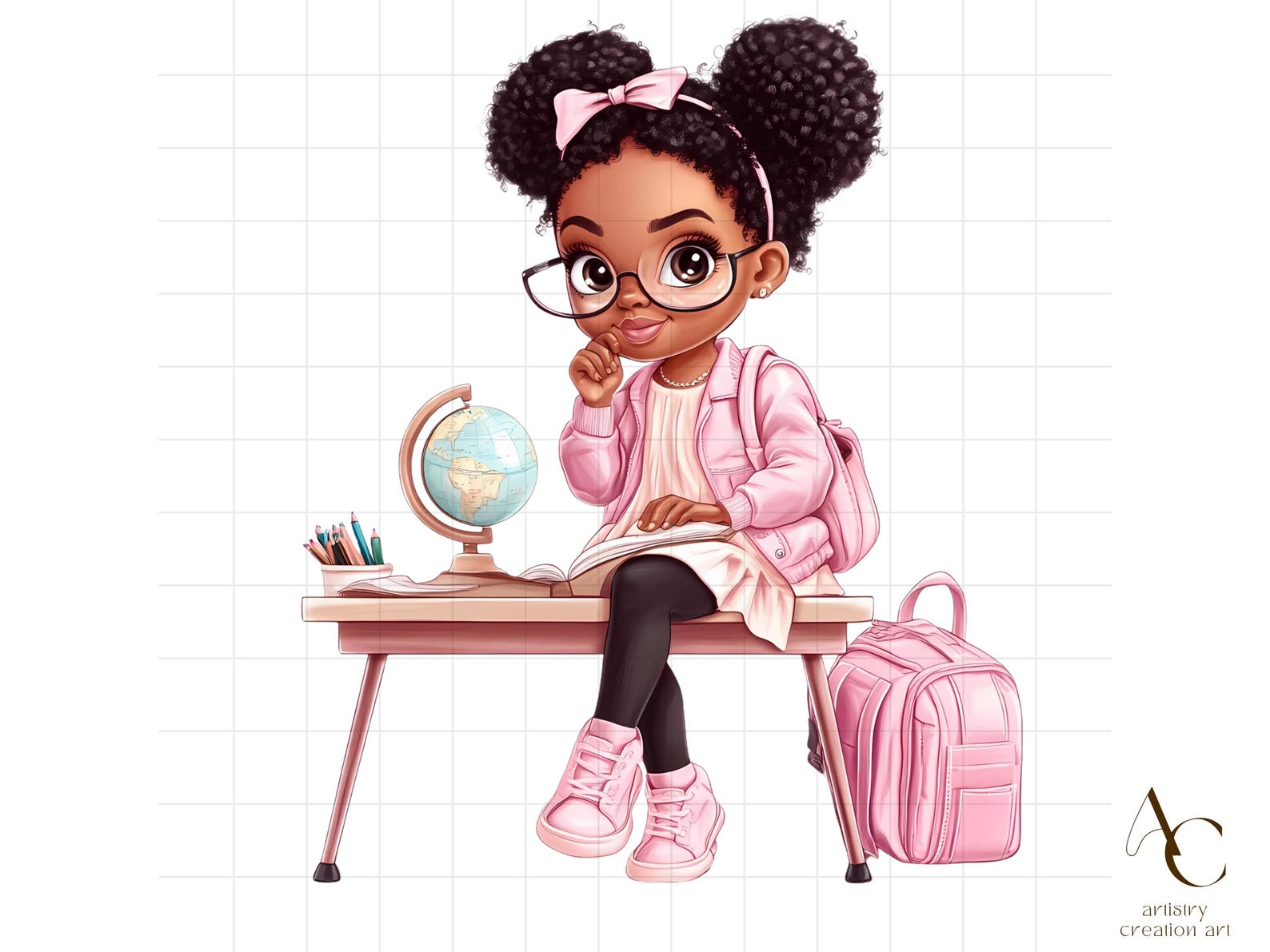 10 Back to School Black Girl Clipart, Afro Child Student Png, African ...