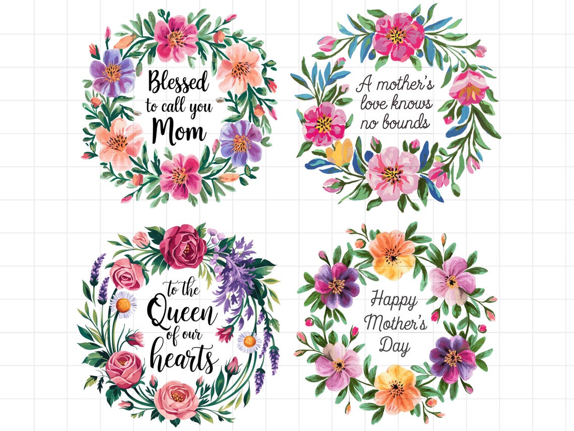 Mothers Day Wreath Clipart, Happy Mother's Day Png, Botanical Theme ...