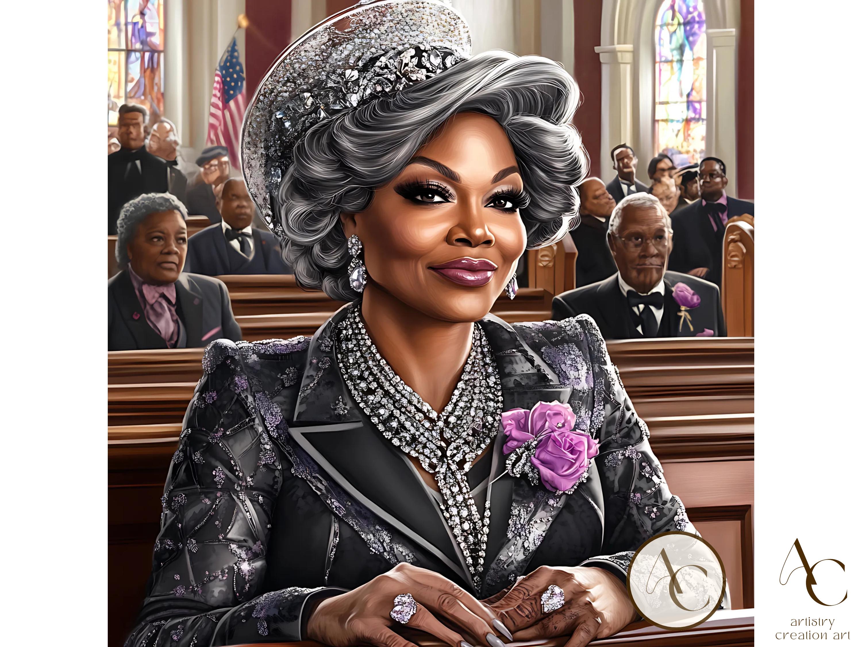 Black Ladies Church JPG, Christian Women Clipart, Catholic Afro Woman ...