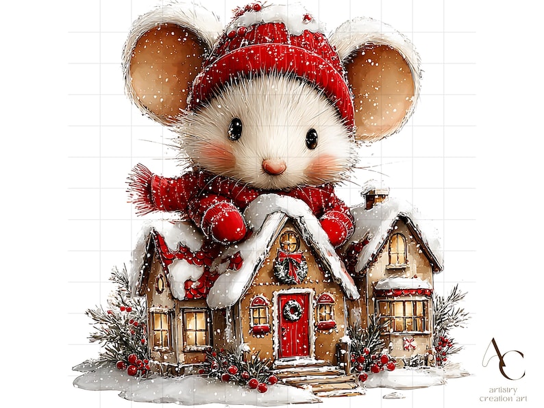 19 Christmas Mouse Clipart, Xmas Eve Mice Png, Winter Season Rodent ...