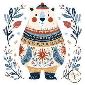 23 Scandinavian Christmas Clipart, Festive Holiday PNG Bundle, Cute ...