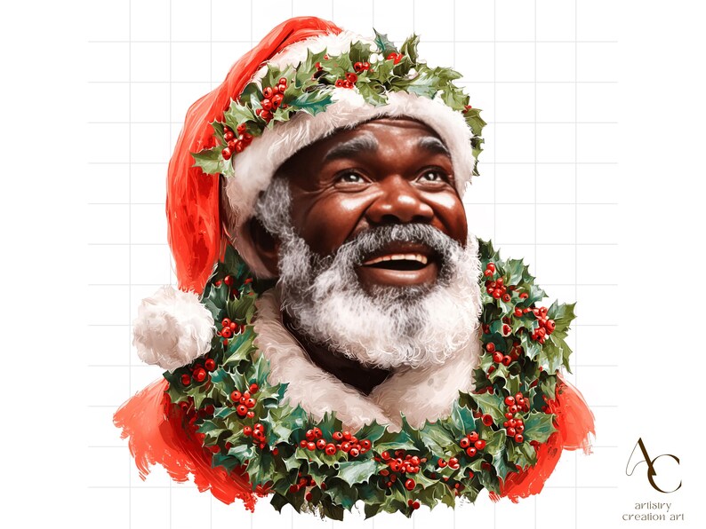 19 Black Santa Claus PNG, Afro African American, Vintage Melanin ...