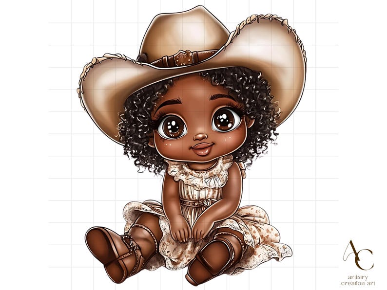 13 Little Black Cowgirl Clipart, Chibi Western Girl Png, Afro Melanin ...
