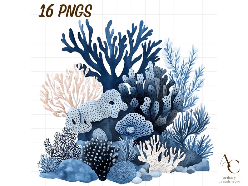 16 Coral Reef Clipart Bundle, Marine Life Png, Watercolor Underwater ...