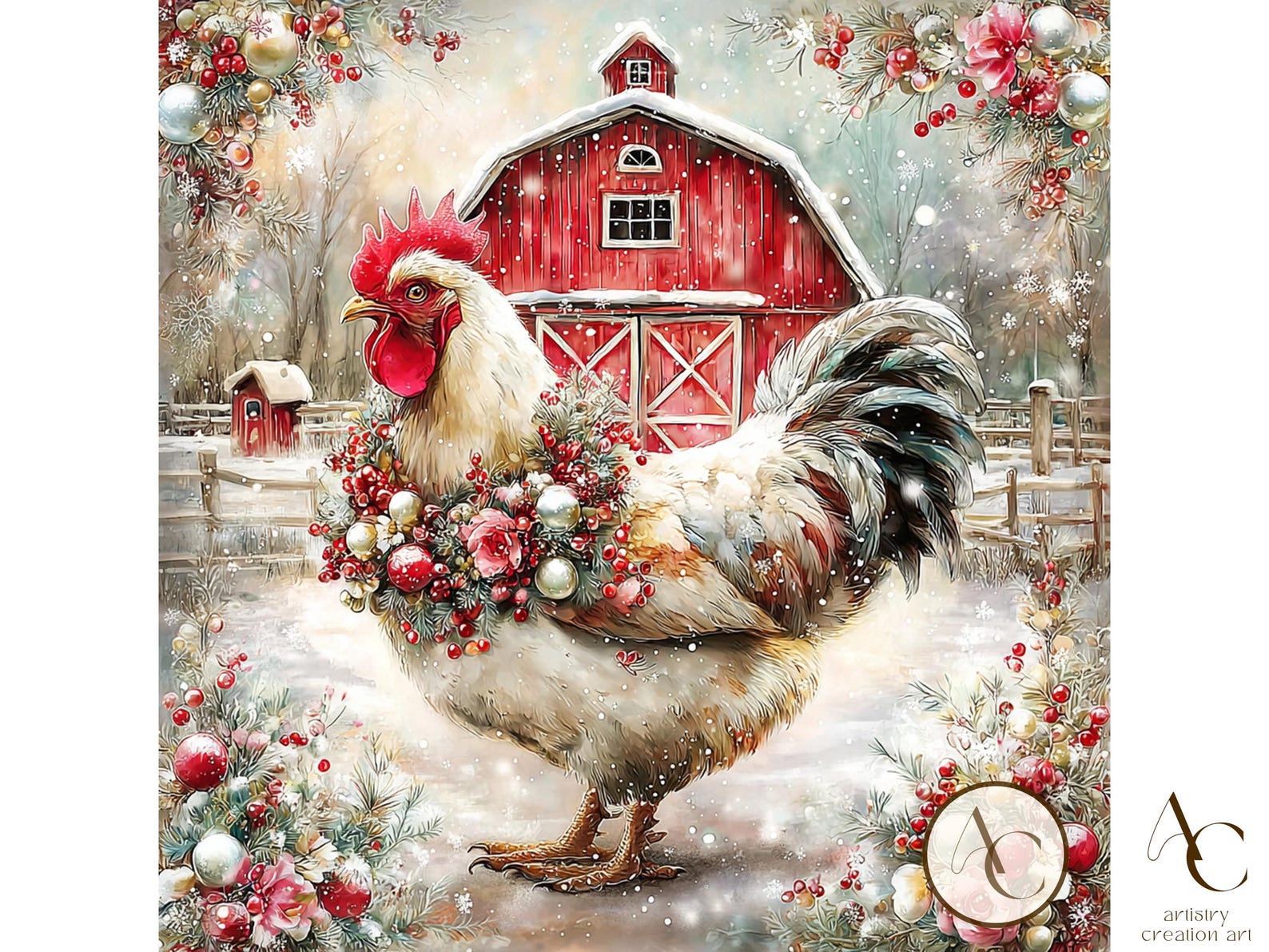 19 Christmas Farm Animals Clipart, Vintage Country Barn JPG, Xmas ...