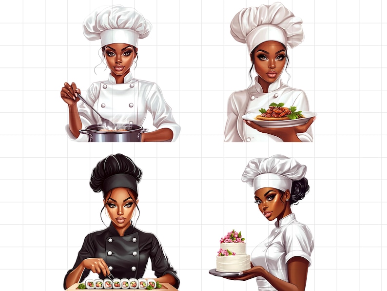 13 Black Woman Chef Clipart Bundle, Women Cooking, Afro Cook Png ...