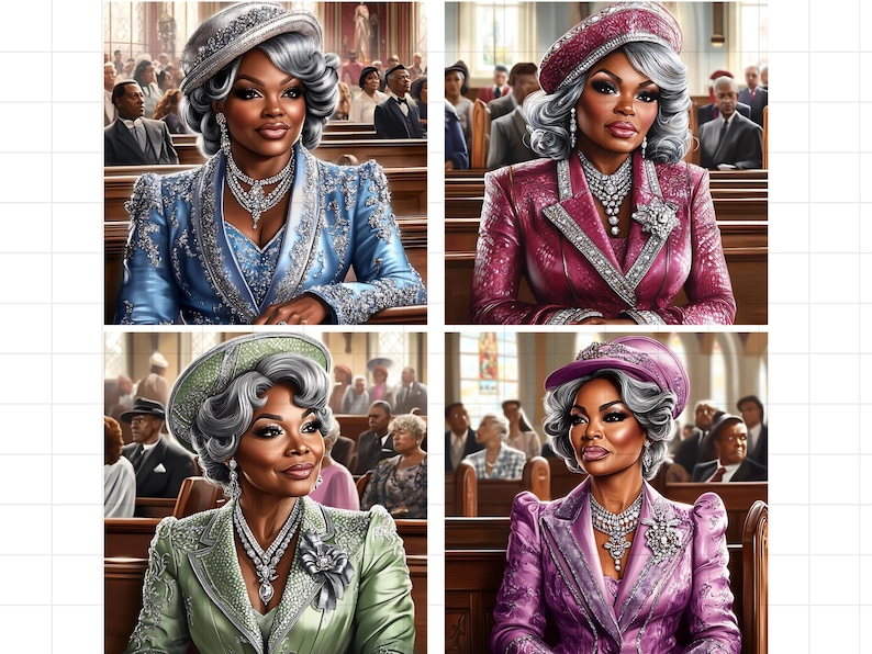 Black Ladies Church JPG, Christian Women Clipart, Catholic Afro Woman Painting, African American ...