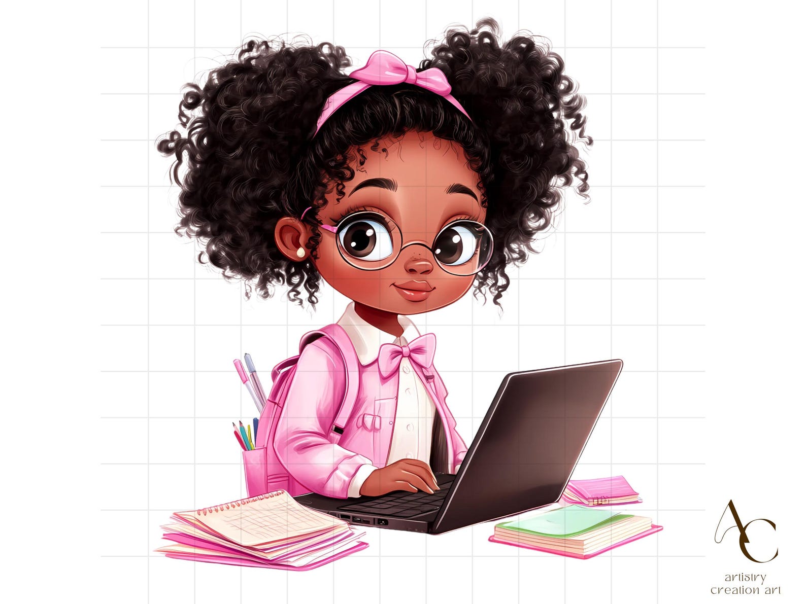 10 Back to School Black Girl Clipart, Afro Child Student Png, African ...