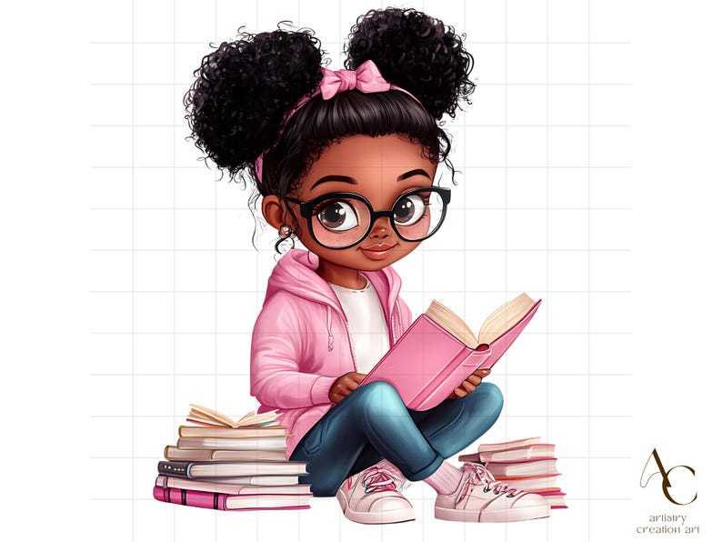 10 Back to School Black Girl Clipart, Afro Child Student Png, African ...