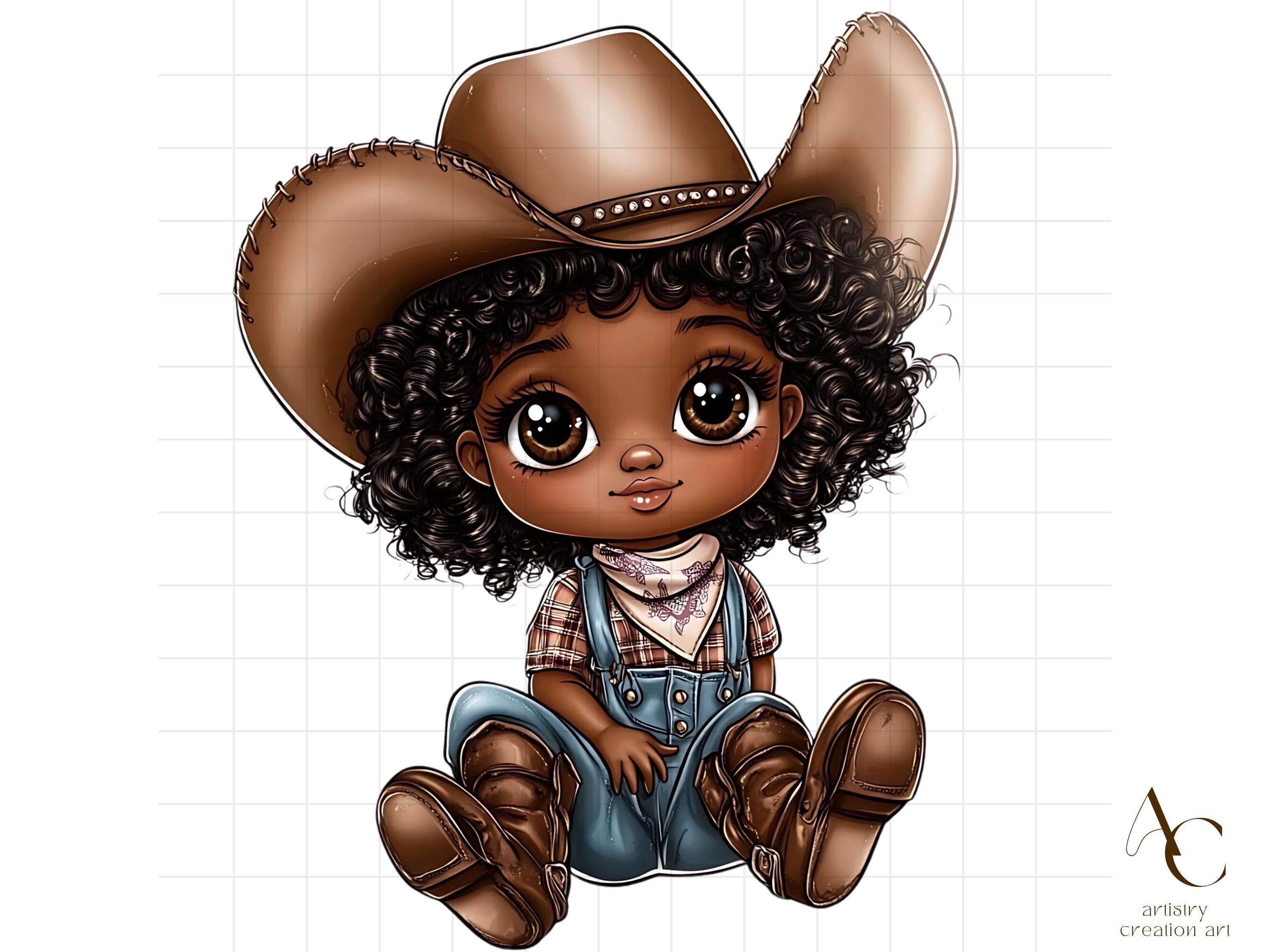 13 Little Black Cowgirl Clipart, Chibi Western Girl Png, Afro Melanin ...