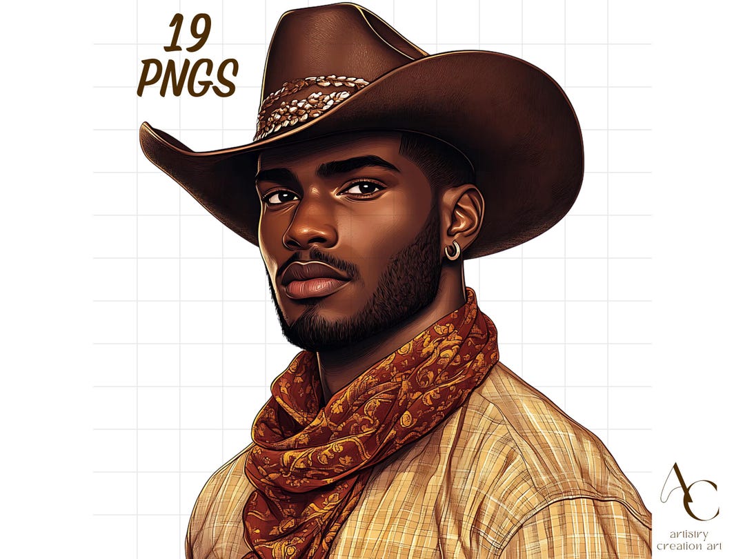 19 Black Cowboy Clipart, Western Men, Afro Man Png, Rodeo Lover Design ...