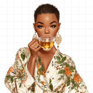 16 Black Girl and Coffee Clipart, Afro Woman Png, Caffeine Lover Design ...