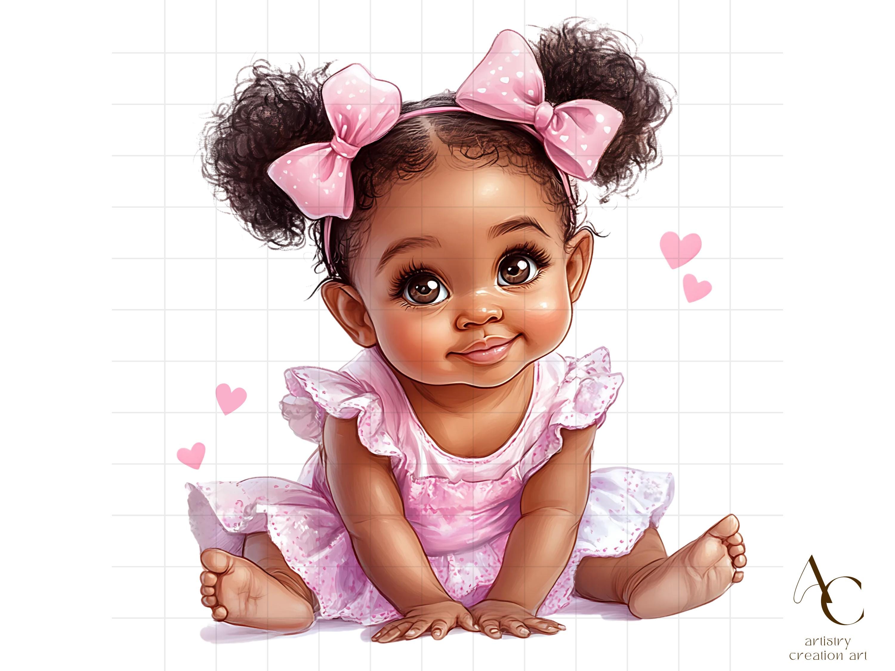 10 Cute Black Baby Girl Clipart, Afro Child Png, African American ...
