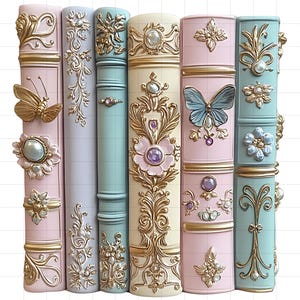 13 Book Spine Clipart Bundle, Fantasy Bookstack, Booklover Png, Vintage ...