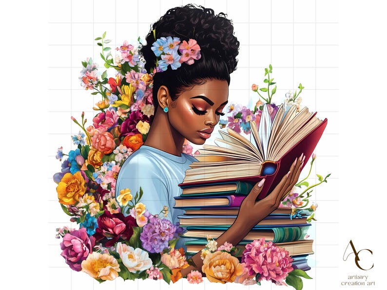 Black Girl Reader Clipart, Reading Women, Afro Woman Magic Jpg ...